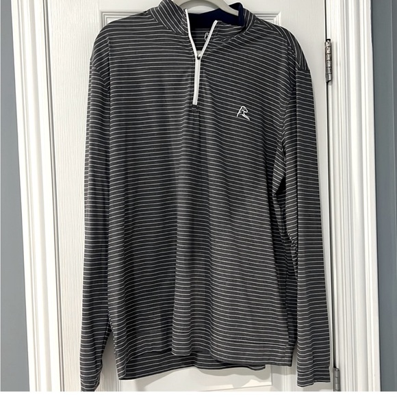 Rhoback | Sweaters | Rhoback Mens Dark Grey And White Striped Quarter ...